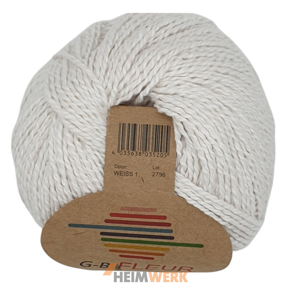 Wolle Fleur Weiß: Baumwolle-Seide, 50g