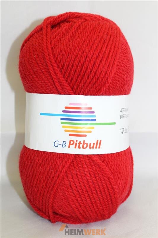Wolle Pitbull Rot - Hochwertige 60% Polyacryl+40% Wolle - 100g
