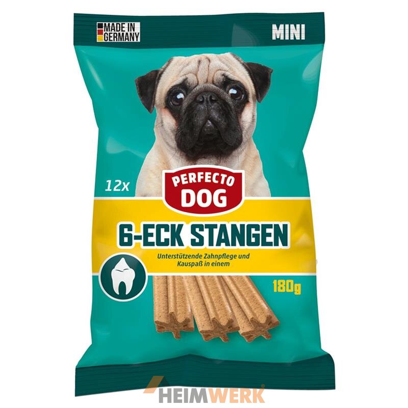 Perfecto Dog 6-Eck Stangen Mini 180g (12 Stangen) | EAN 4036897229732