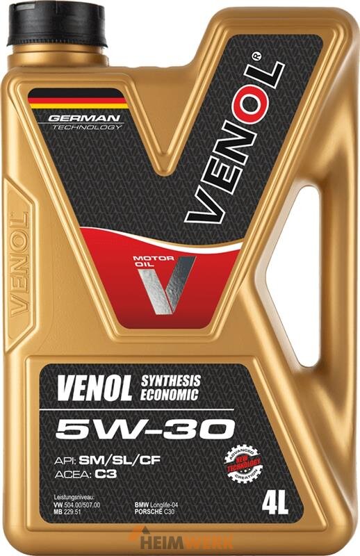 Venol Synthesis 5W30 - Optimierter Motorschutz und Verlängerte Ölwechselint