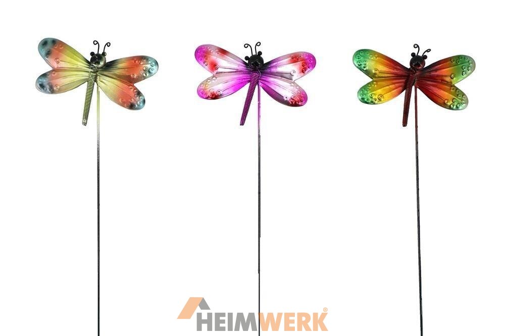 Gartenstecker Libelle 61cm 3 Farben