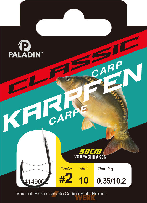 Classic Karpfenhaken gebunden schwarz Größe 1 10er PALADIN