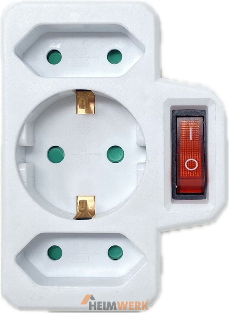 3-fach Steckdosenadapter mit Schalter